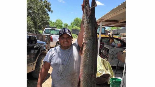 Atrapa enorme catán en el río