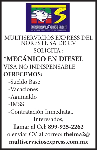 (LOGO) MULTISERVICIOS EXPRESS - El Mañana de Reynosa Avisos Clasificados